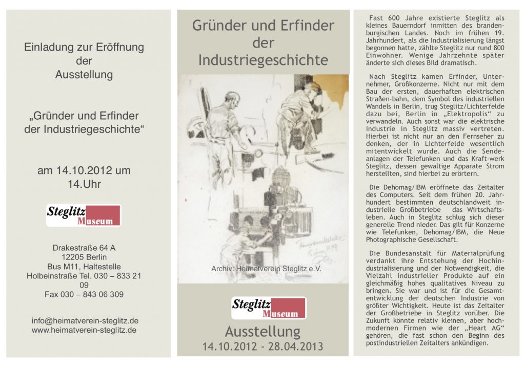Gründer und Erfinder der Industriegeschichte – Museum Steglitz